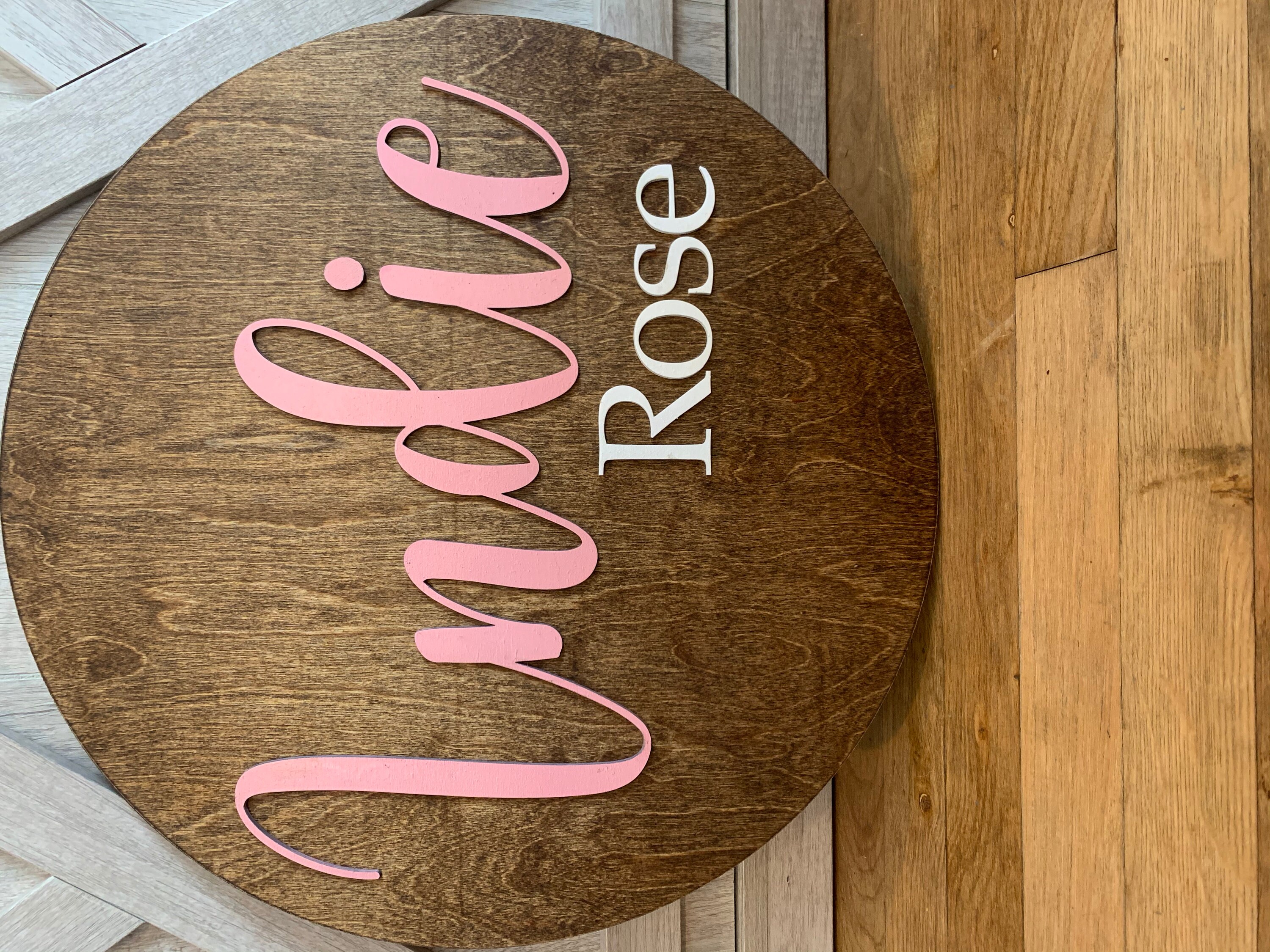 18in Round Laser Cut Name Sign for Nursery - Etsy