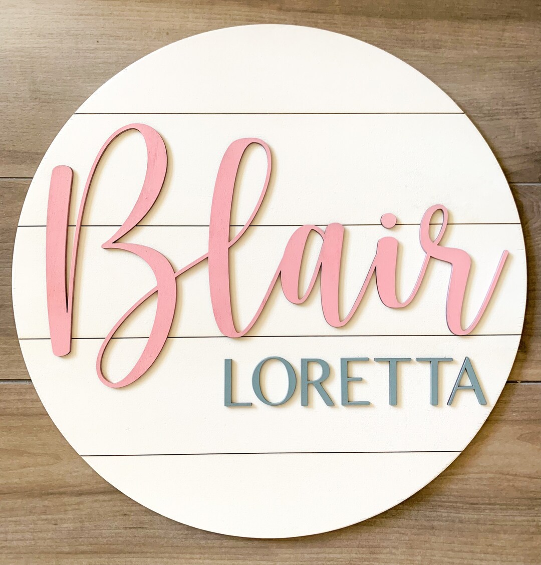 18in Round Laser Cut Name Sign for Nursery - Etsy