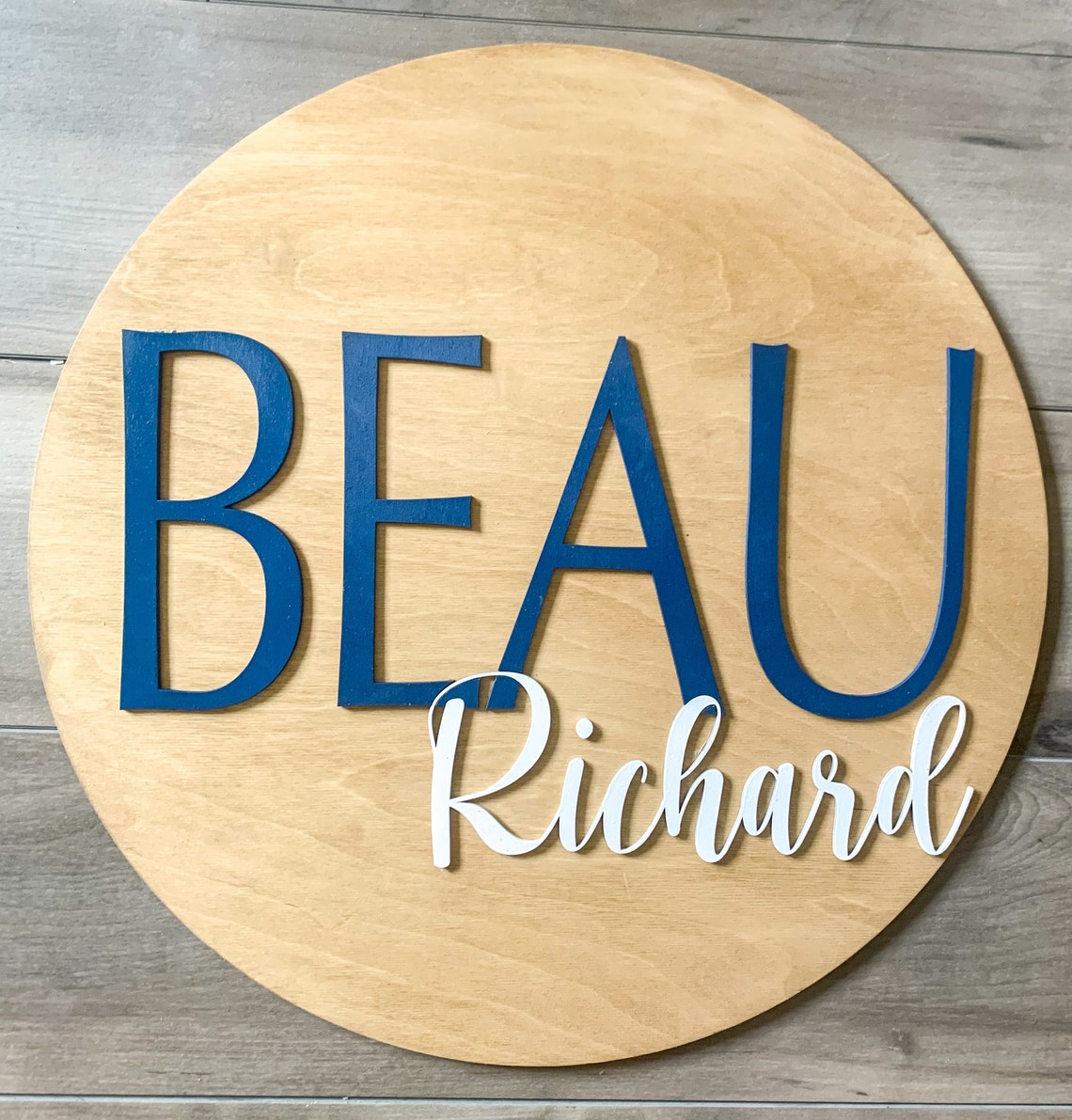 18in Round Laser Cut Name Sign for Nursery - Etsy