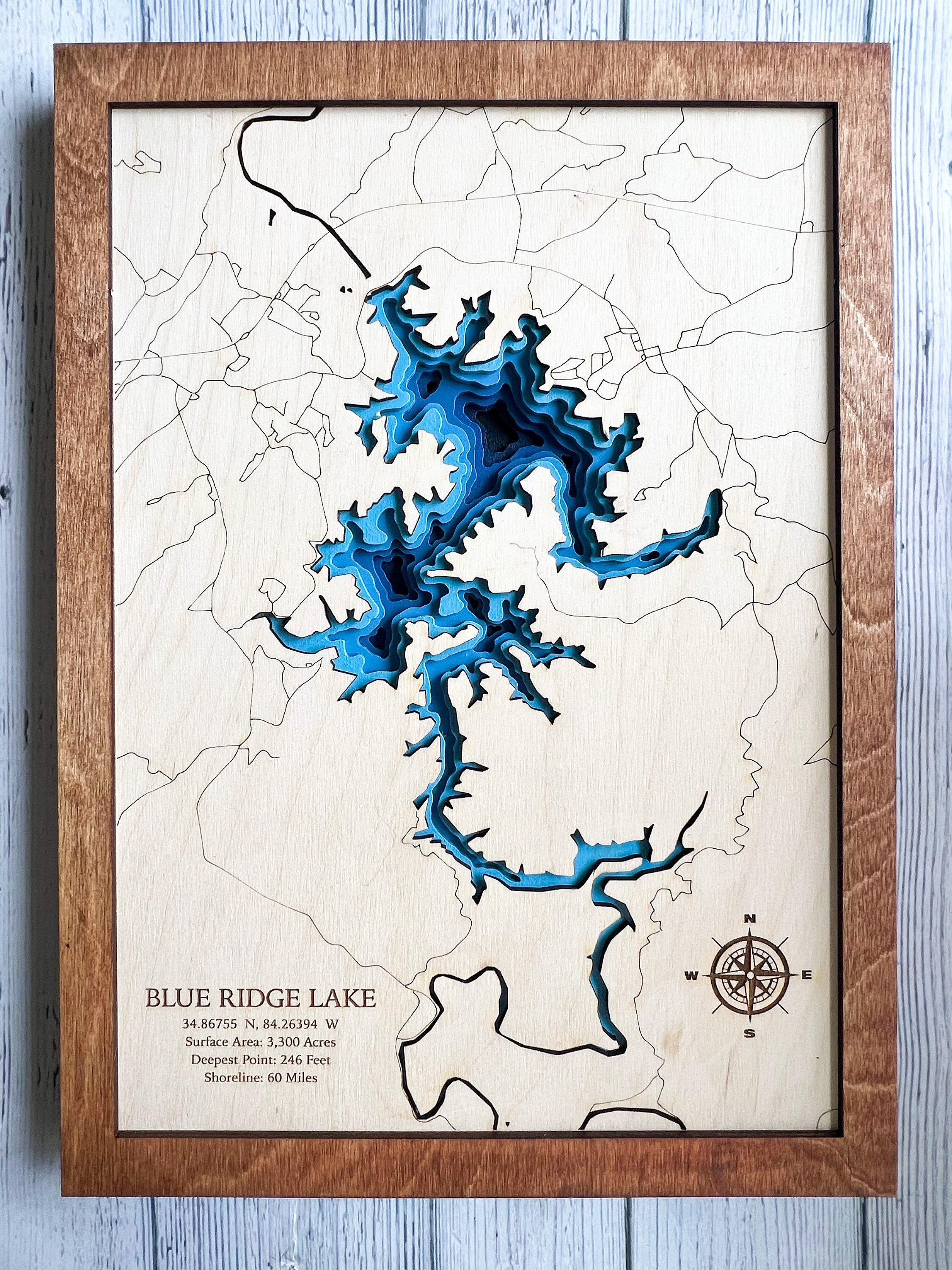 3D Real Wood Lake Map - Etsy