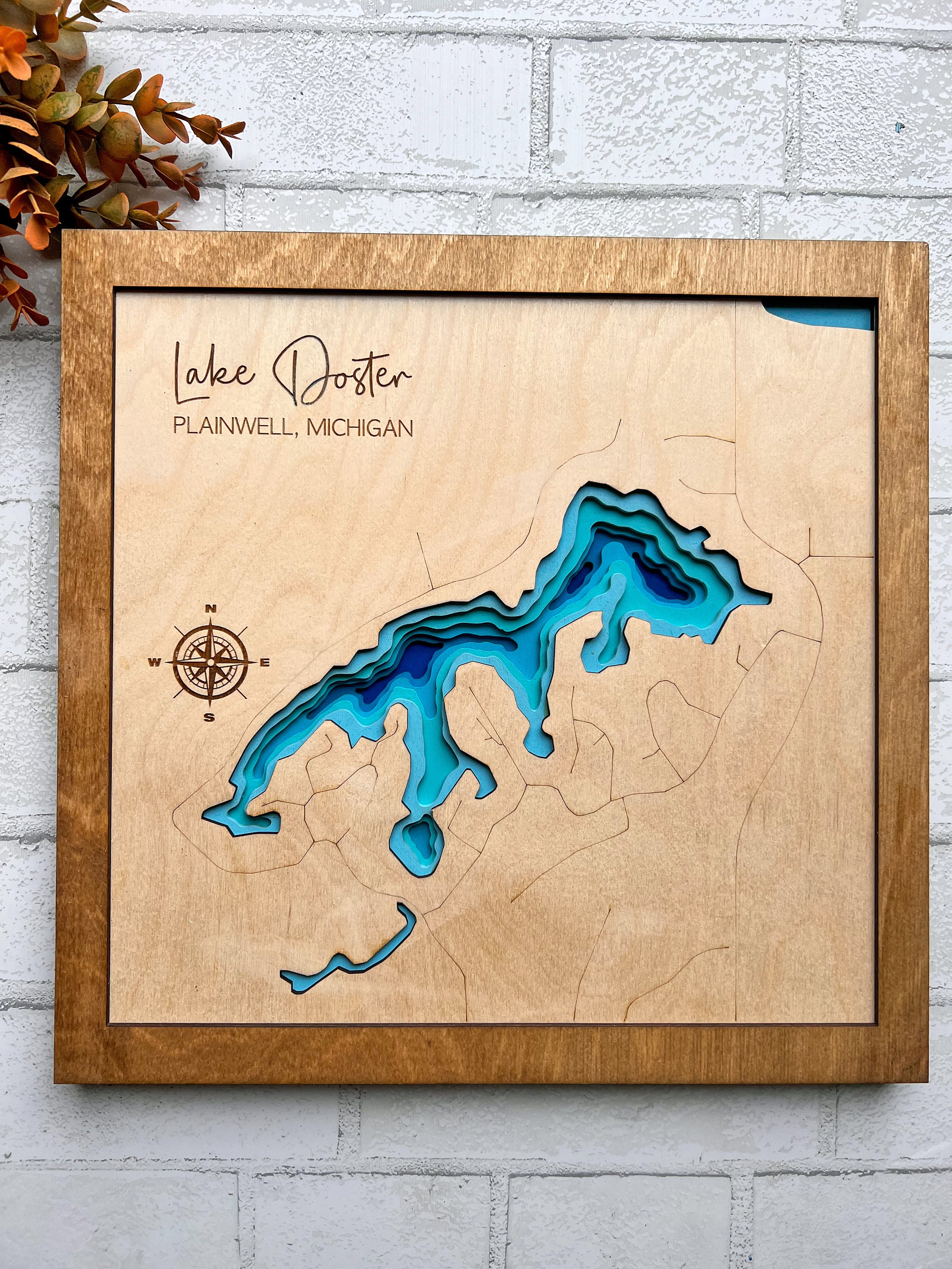 3D Real Wood Lake Map - Etsy