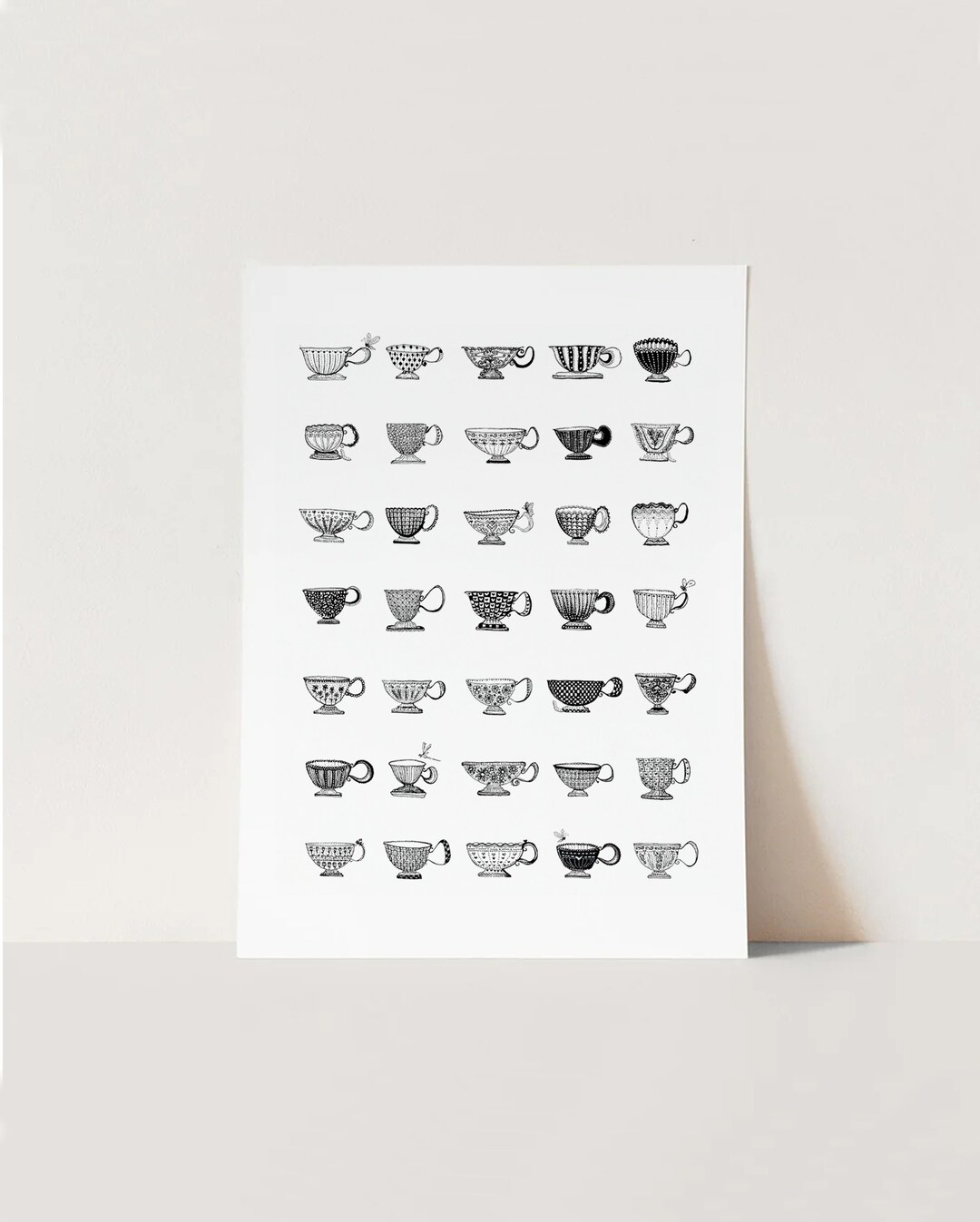 Tea Cup Poster | Tea Wall Art | Hand Drawn Illustration | Teacups | Tea ...