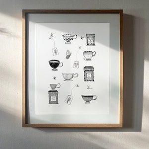 Hand Drawn Tea Print | Tea Wall Art | Illustrated Tea Poster | Gift for ...