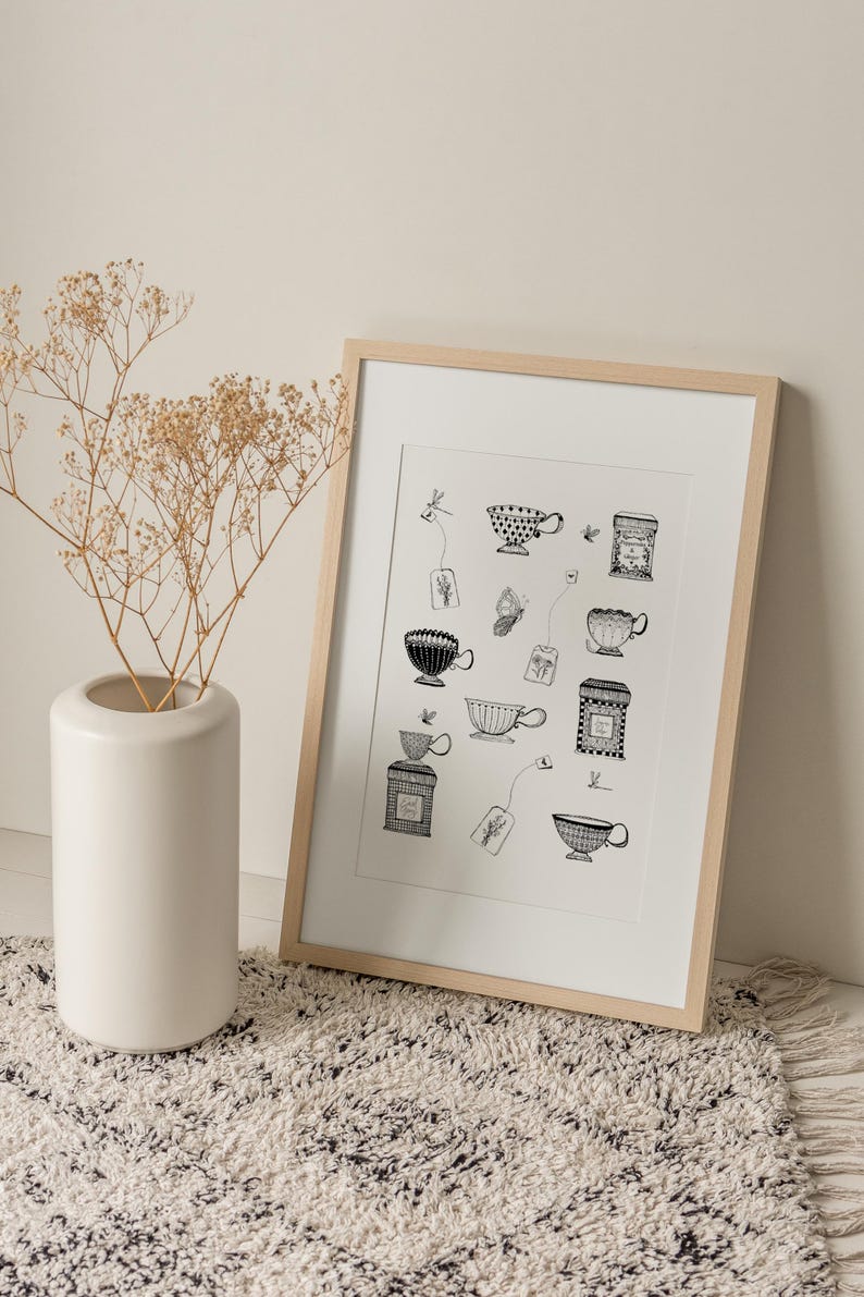 Hand Drawn Tea Print | Tea Wall Art | Illustrated Tea Poster | Gift for ...