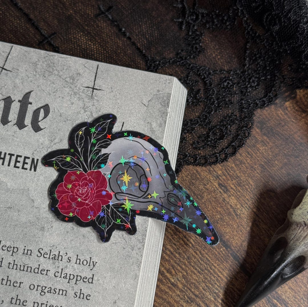 Crow Skull Sticker — Bookish Sticker, Book Lover Gift, Dark Romance ...