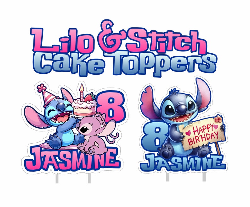Lilo Stitch and Angel Cake Topper Lilo and Stitch Party Decor 2 Layers ...