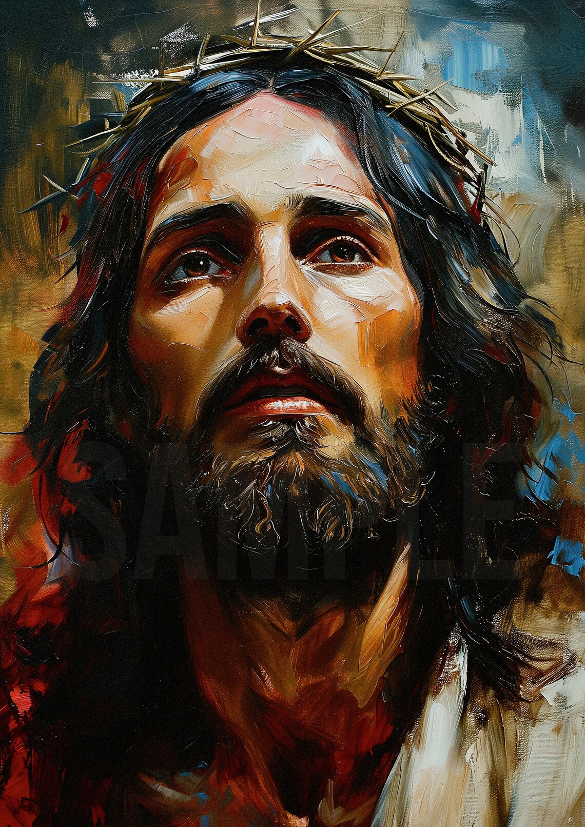 Jesus Christ Vibrant Abstract Acrylic Art Download - Expressive and ...