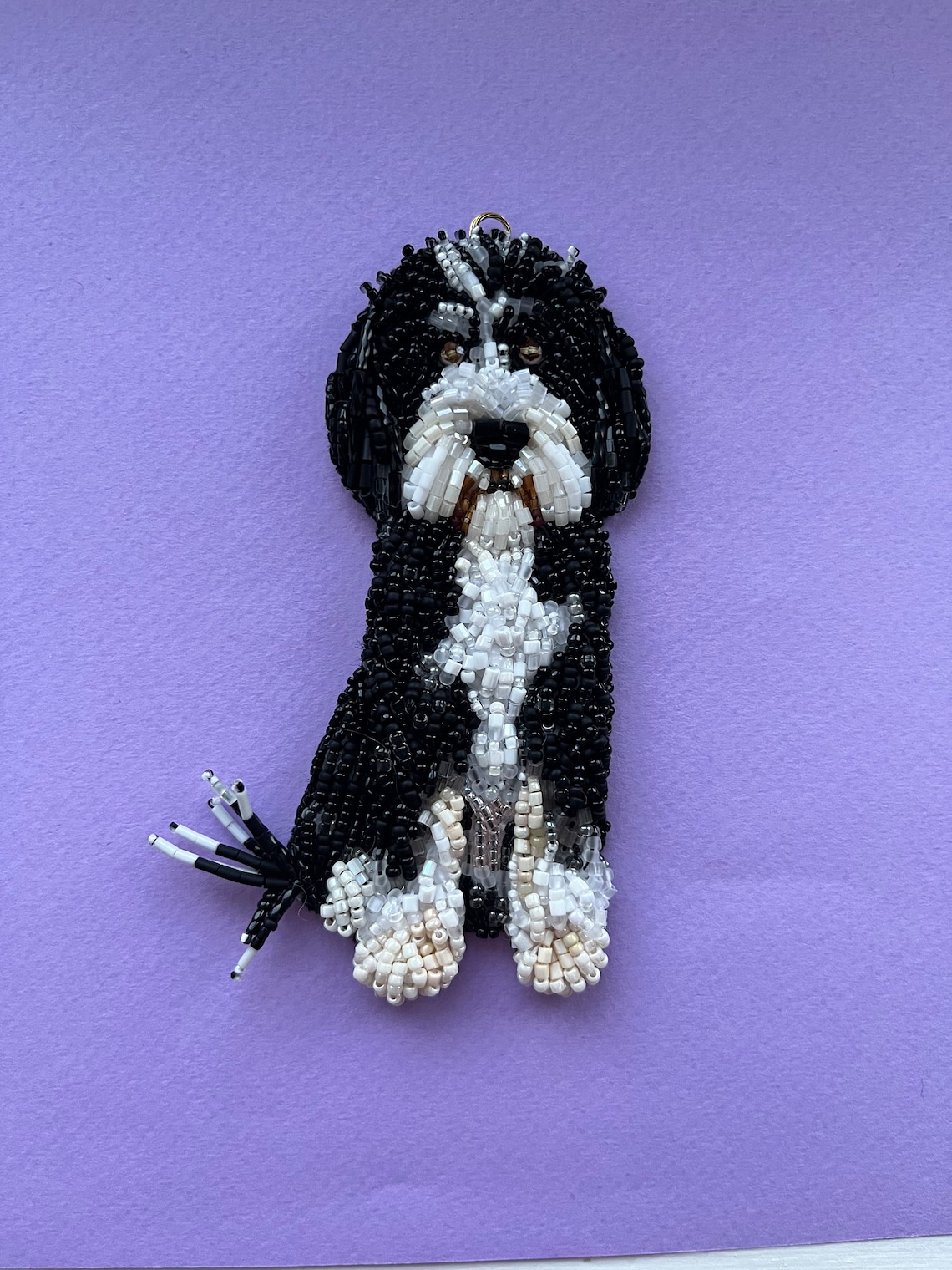 Dog Ornament, Personalized Pet Memorial Gift, Custom Beaded Embroidered ...