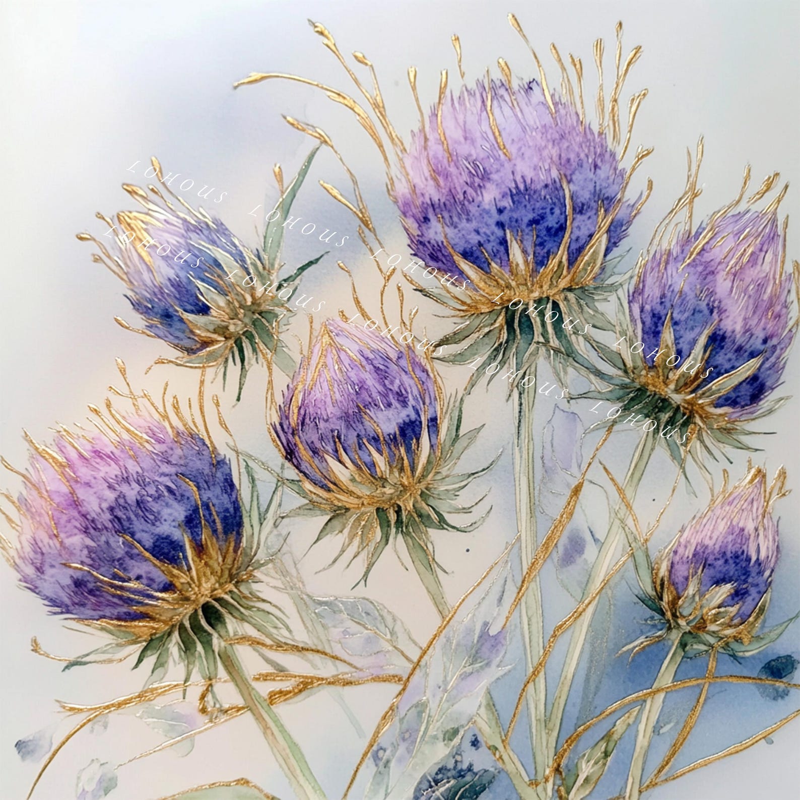 Watercolor Thistle Clipart: Botanical Floral Art (digital Printable) - Etsy