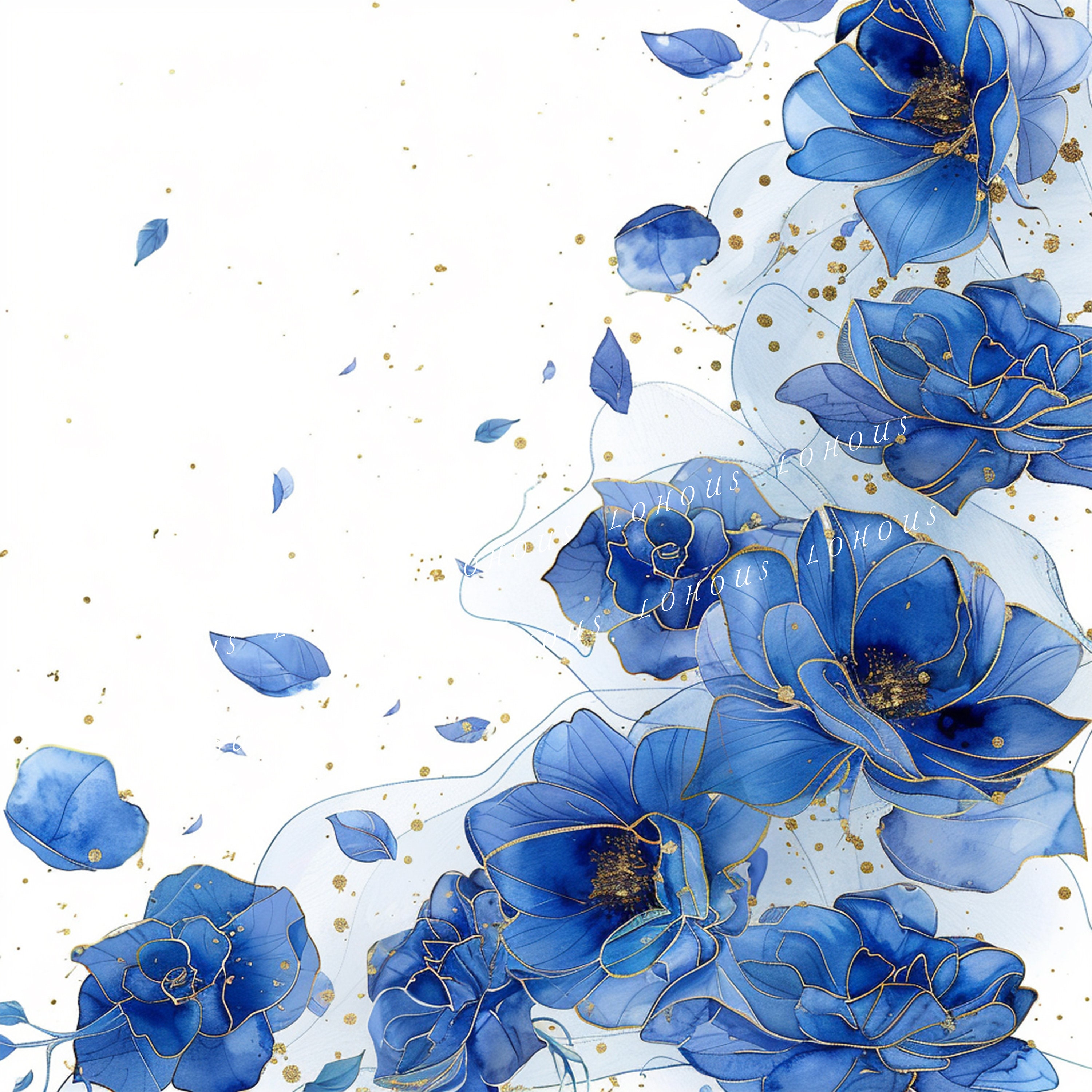 10 Watercolor Blue Roses Printable Digital Download Flowers Clipart ...