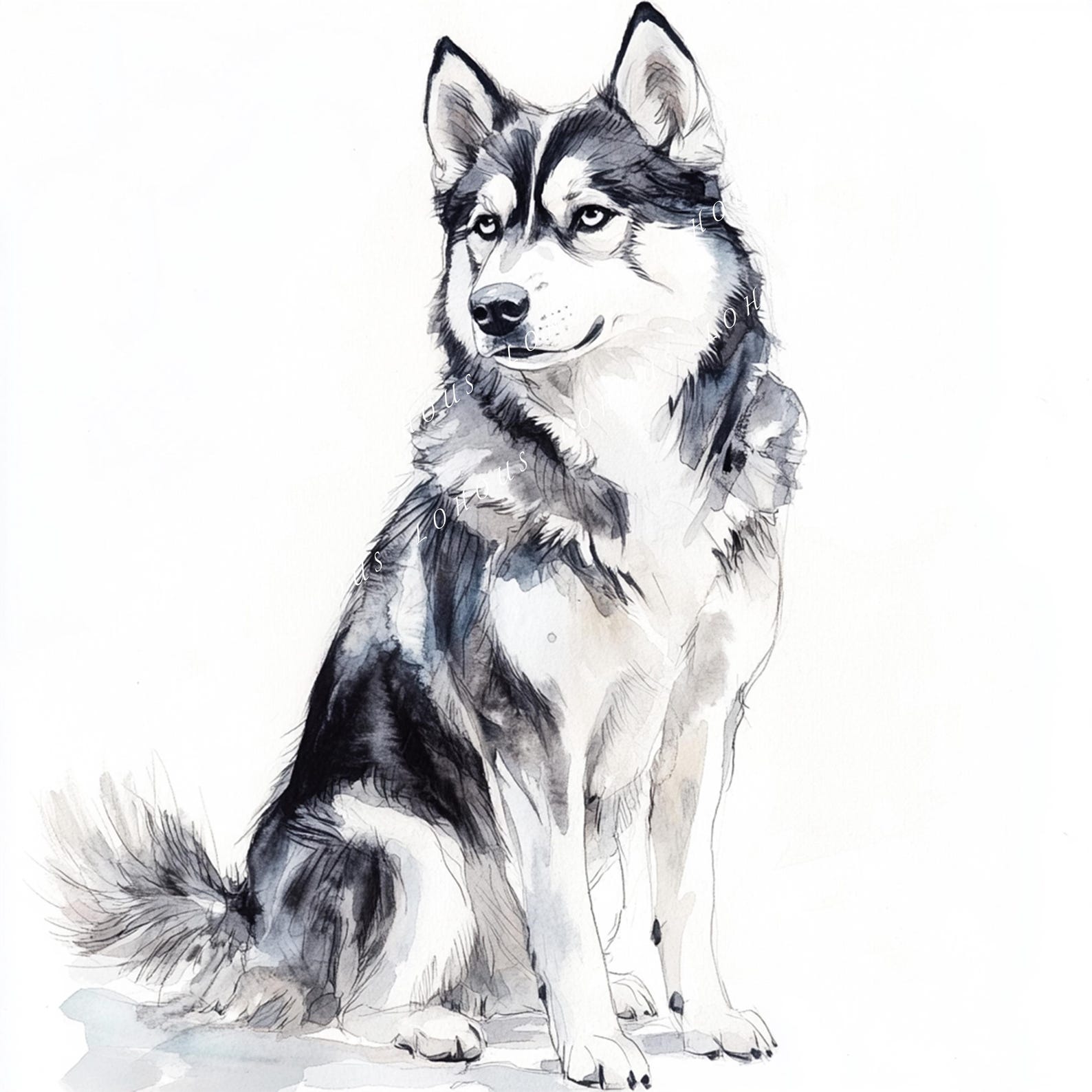 Line Drawing Siberian Husky Dog Portrait Digital Bundle Clipart 12 Jpg ...