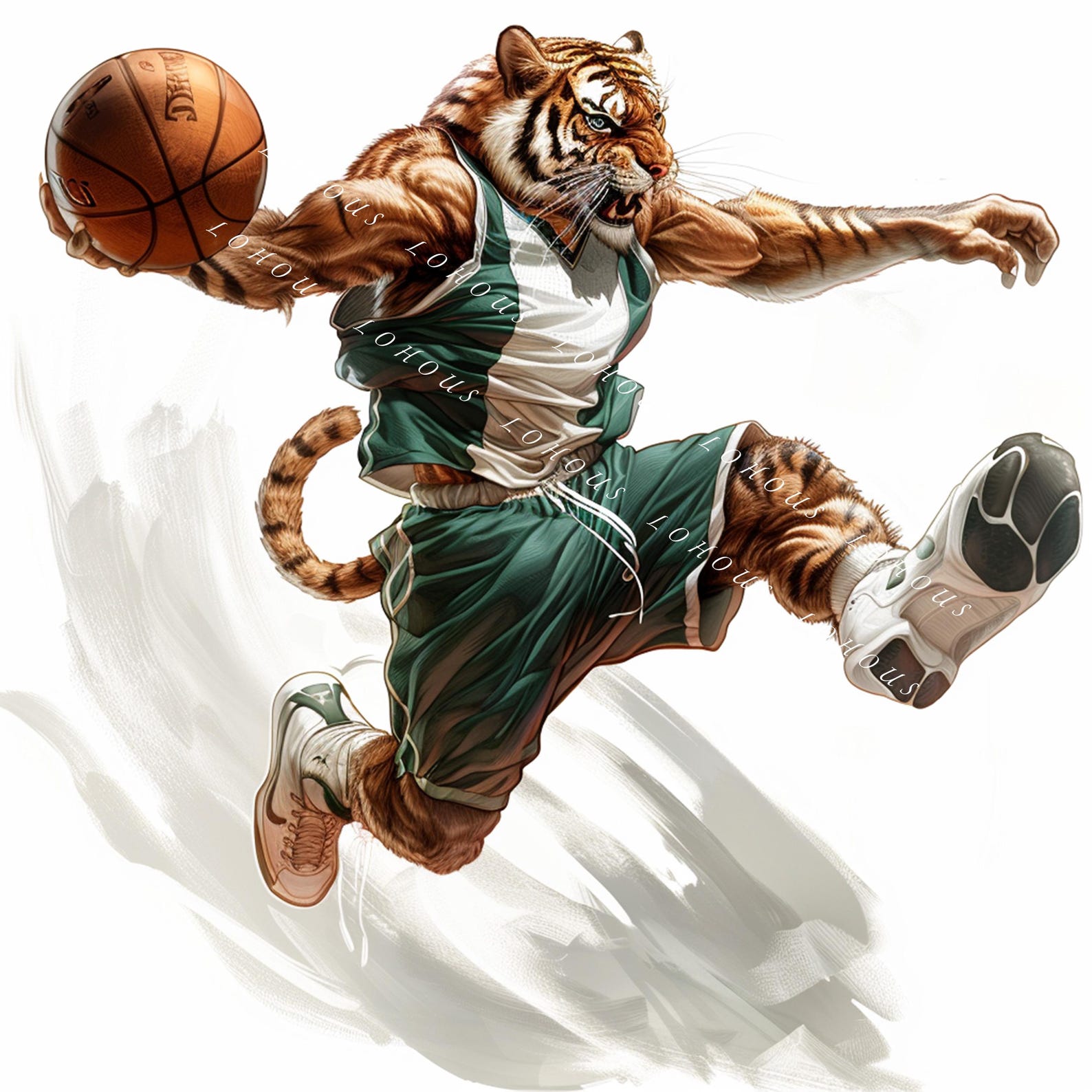 10 Pngs and 10 Jpgs Tiger Playing Basketball Quality Digital Clipart ...