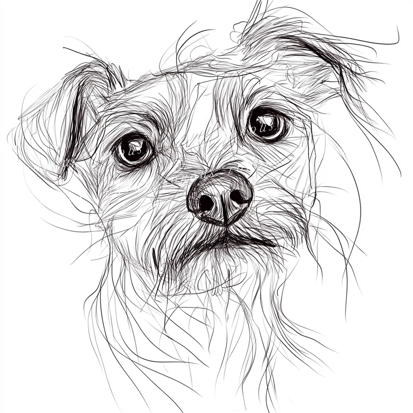 12 Jpgs Line Drawing Dogs Digital Printable Clipart, Dog Line Art, Pet ...