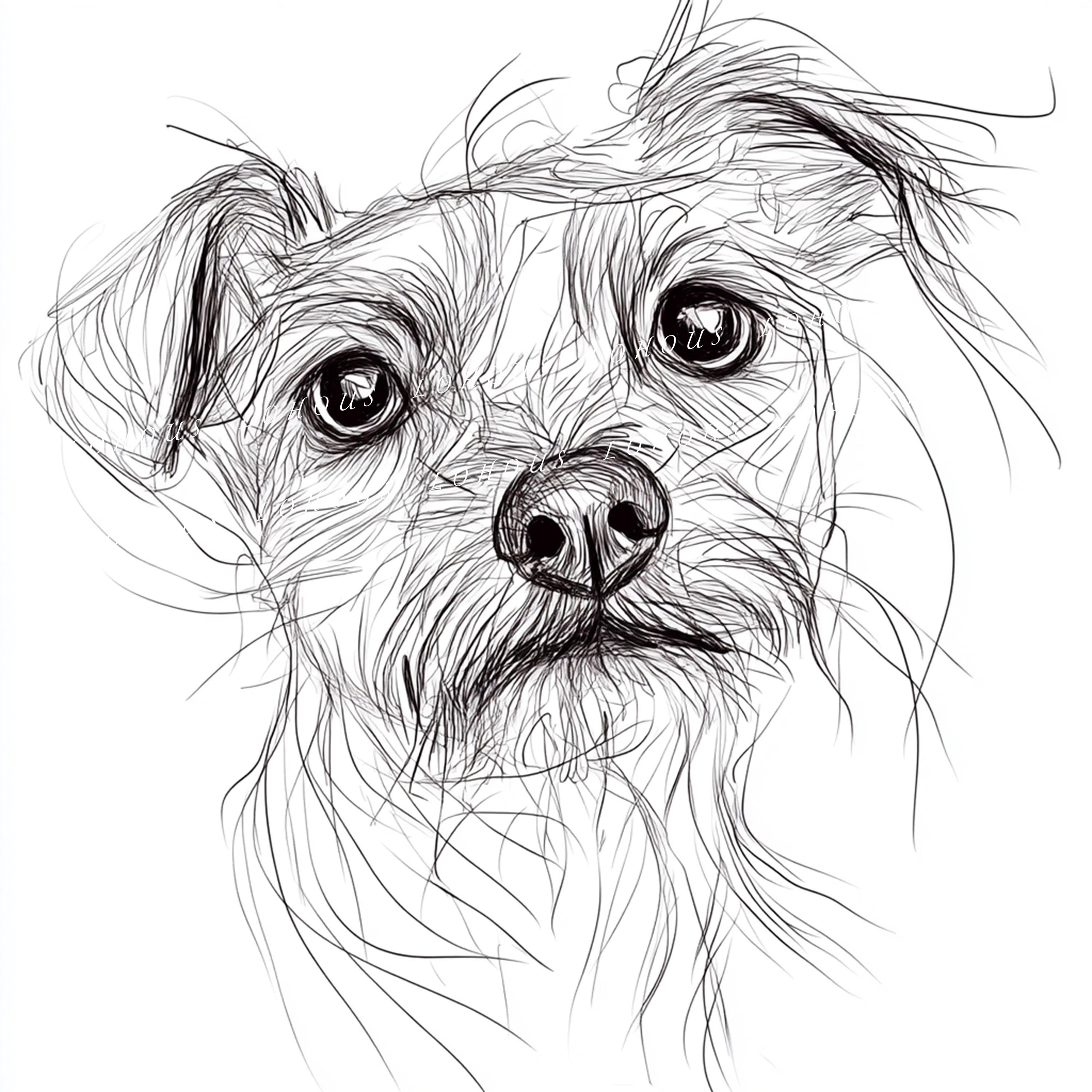 12 Jpgs Line Drawing Dogs Digital Printable Clipart, Dog Line Art, Pet ...