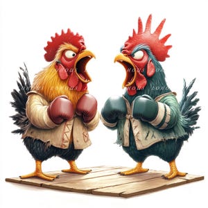 Rooster Boxing Clipart 12 Jpga Digital Instant Download, Cartoon Box ...
