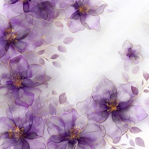 10 Purple Watercolor Flowers Clipart, Digital Download Printable Art ...