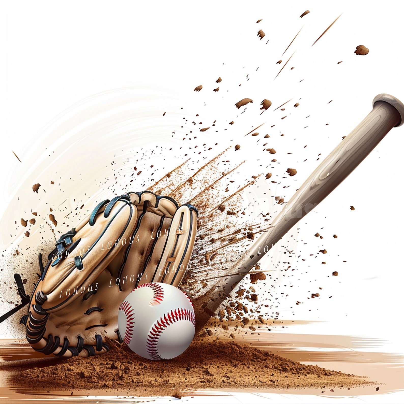 10 Baseball Gloves and Bat Printable Clipart, Jpgs, Digital Download ...