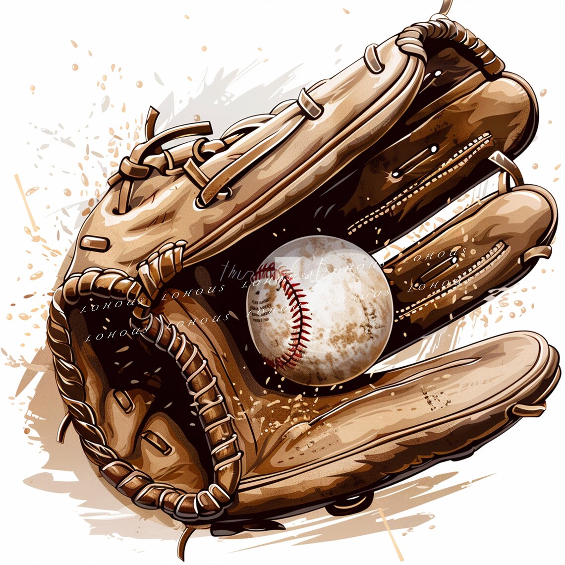 10 Baseball Gloves and Bat Printable Clipart, Jpgs, Digital Download ...