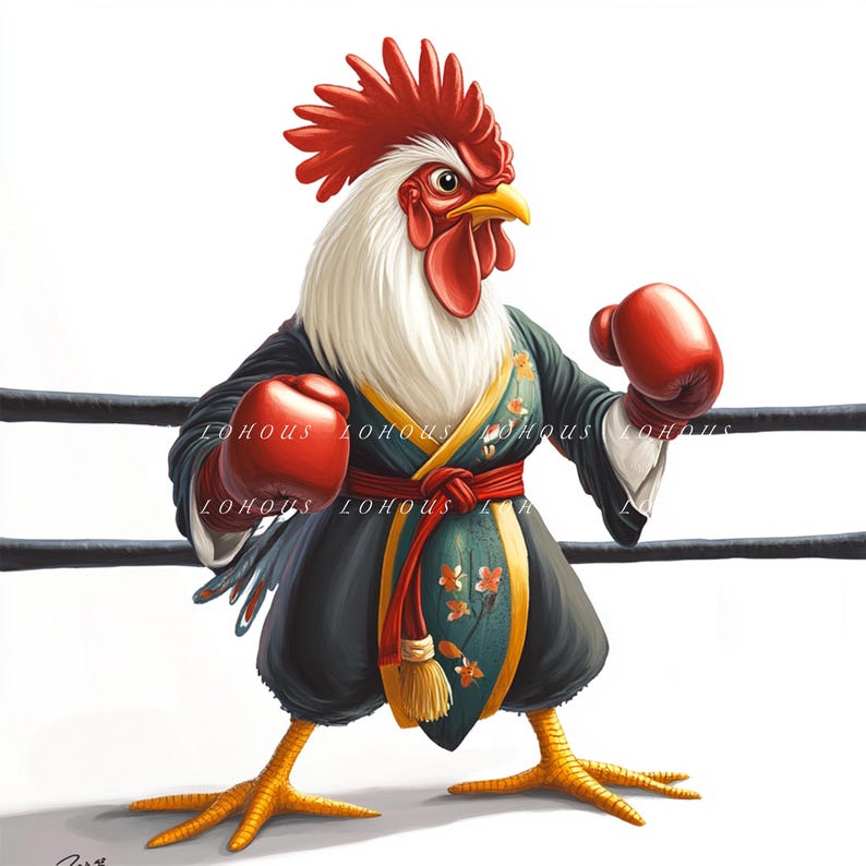 Rooster Boxing Clipart 12 Jpga Digital Instant Download, Cartoon Box ...