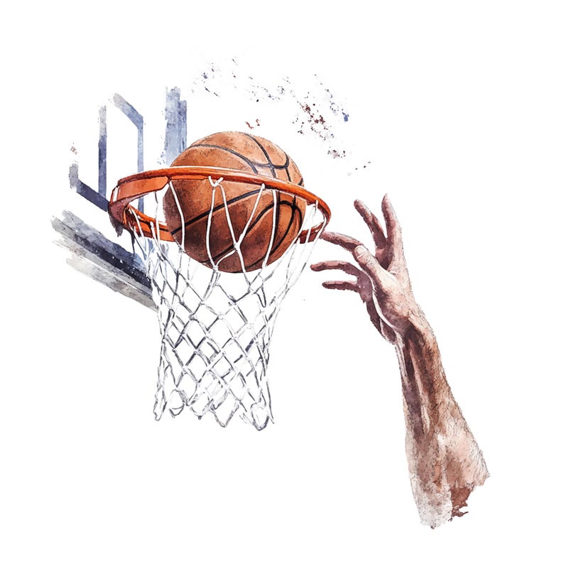 Watercolor Basketball 10 Pngs Clipart/digital Download, Basketball Hoop ...