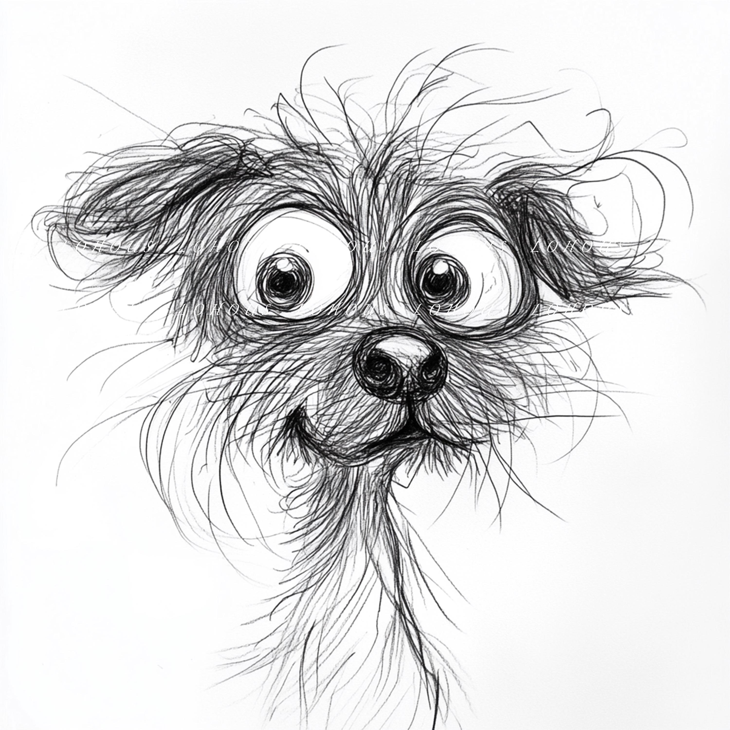 12 Jpgs Line Drawing Dogs Digital Printable Clipart, Dog Line Art, Pet ...