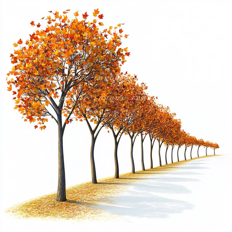 10 Jpgs and 10 Pngs Watercolor Autumn Trees Digital Clipart, Instant ...
