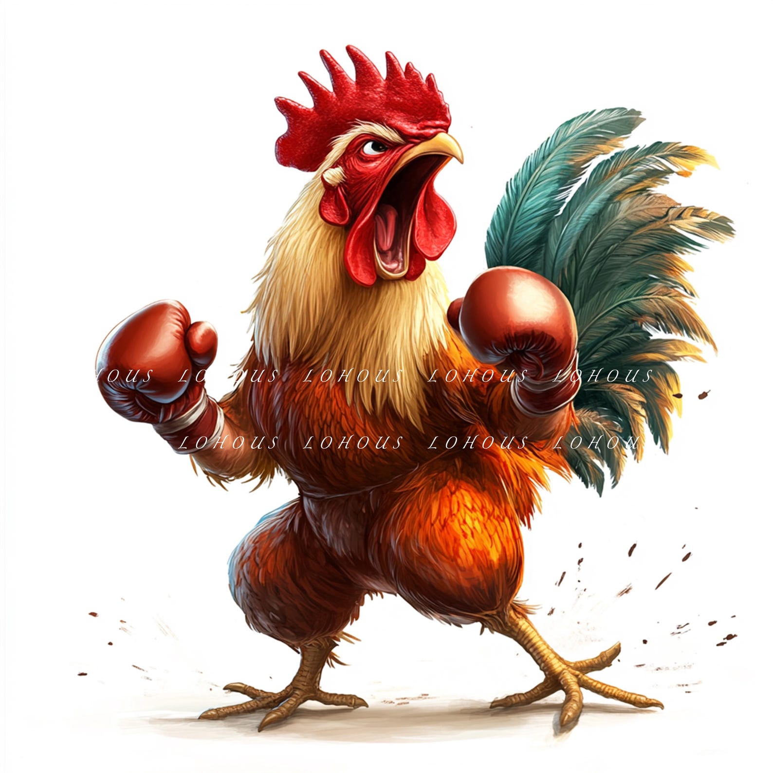 Rooster Boxing Clipart 12 Jpga Digital Instant Download, Cartoon Box ...