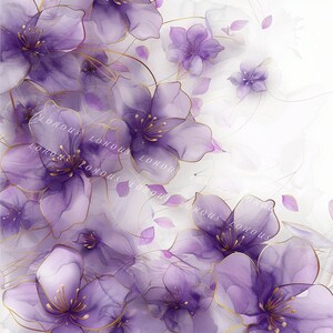 10 Purple Watercolor Flowers Clipart, Digital Download Printable Art ...