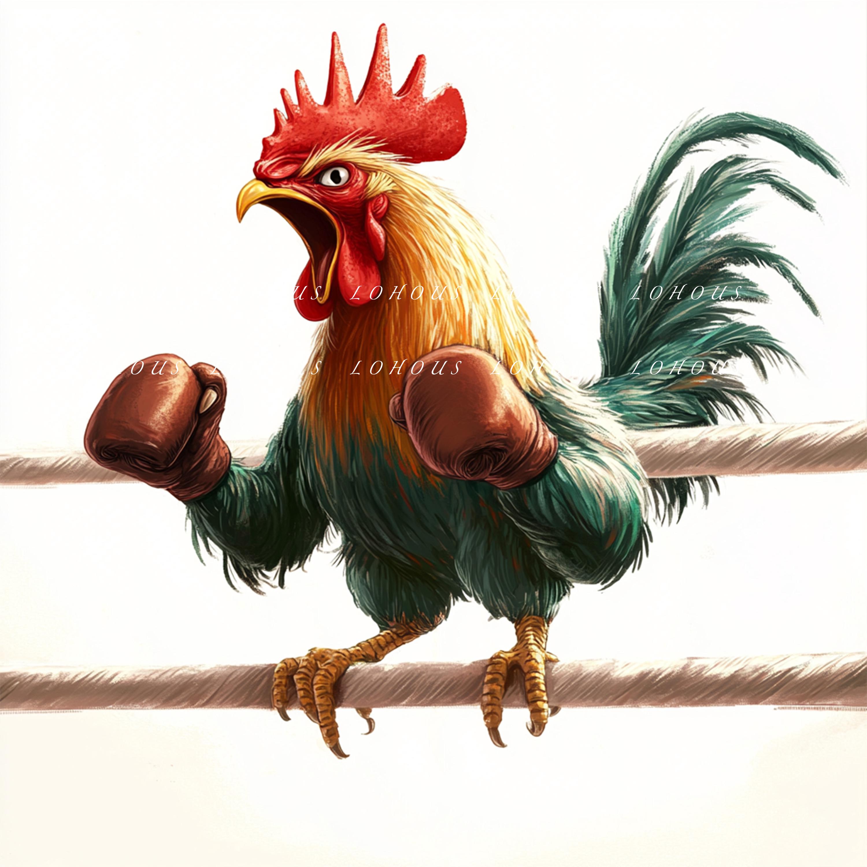 Rooster Boxing Clipart 12 Jpga Digital Instant Download, Cartoon Box ...