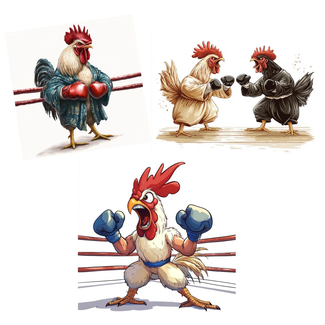 Boxing Rooster Clipart, Cartoon Animal Art (digital Download) - Etsy