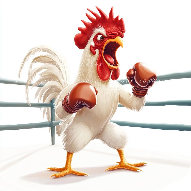 Rooster Boxing Clipart 12 Jpga Digital Instant Download, Cartoon Box ...