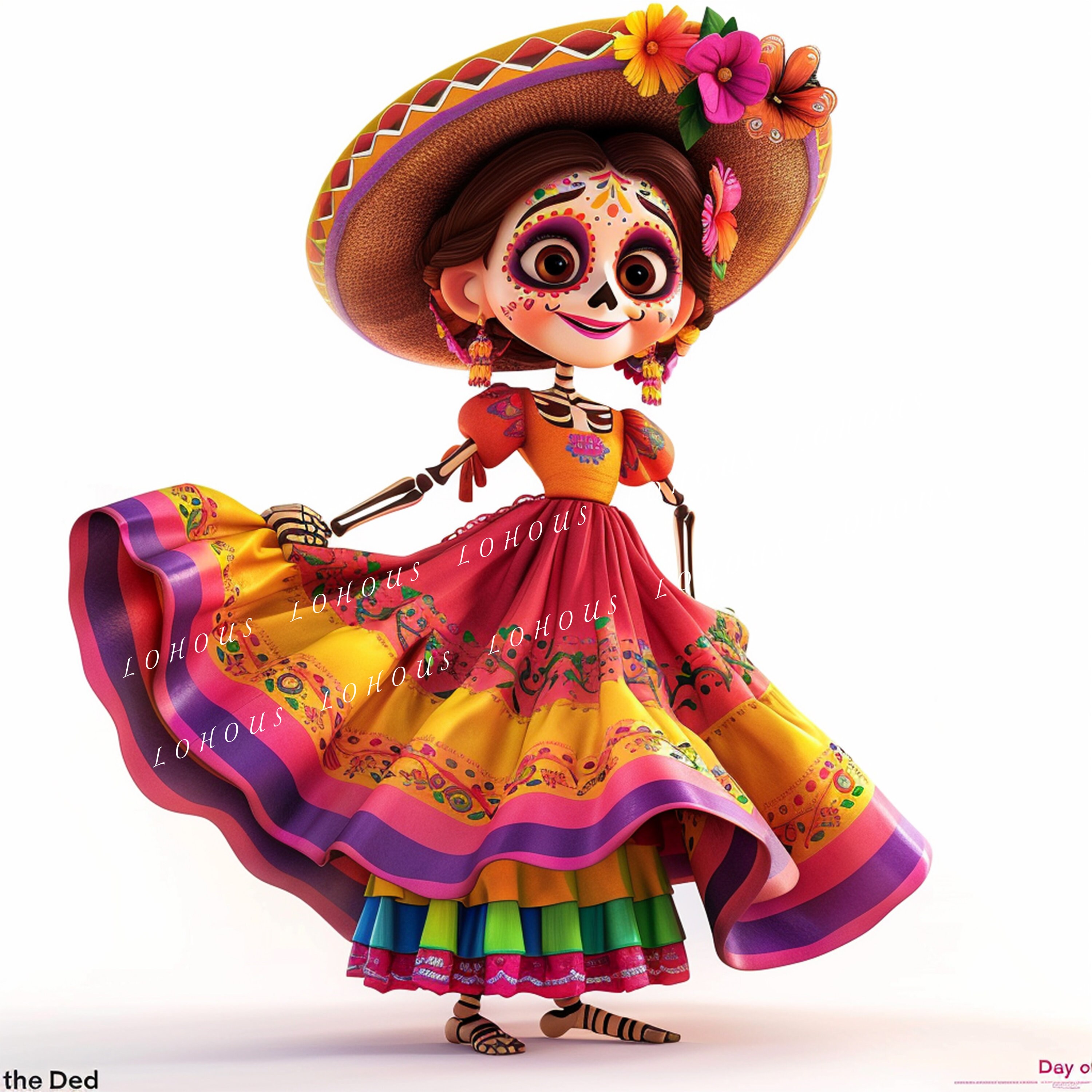 12 Cute Halloween Mexican Ghost Girls Clipart Download, Chibi Latina ...