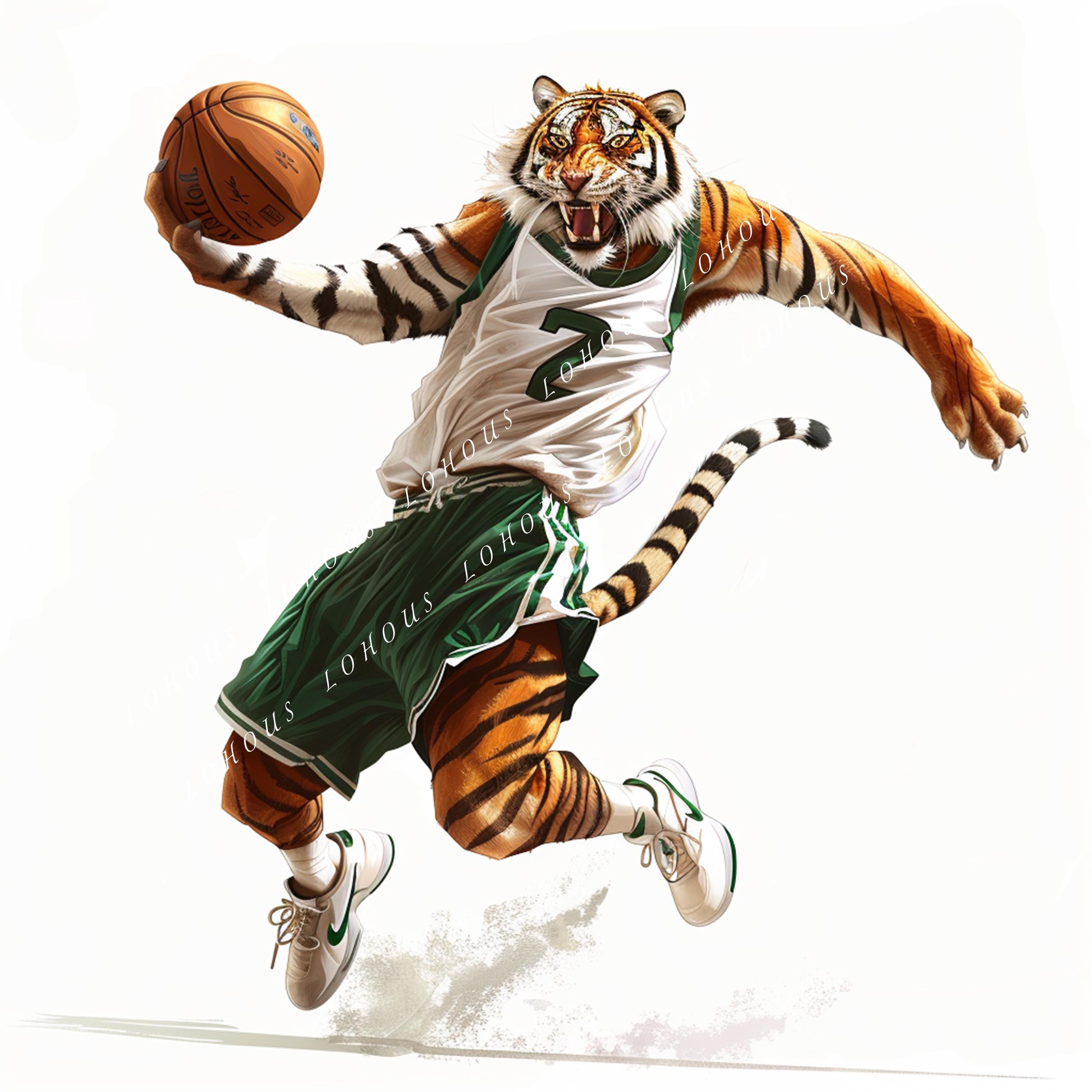 10 Pngs and 10 Jpgs Tiger Playing Basketball Quality Digital Clipart ...