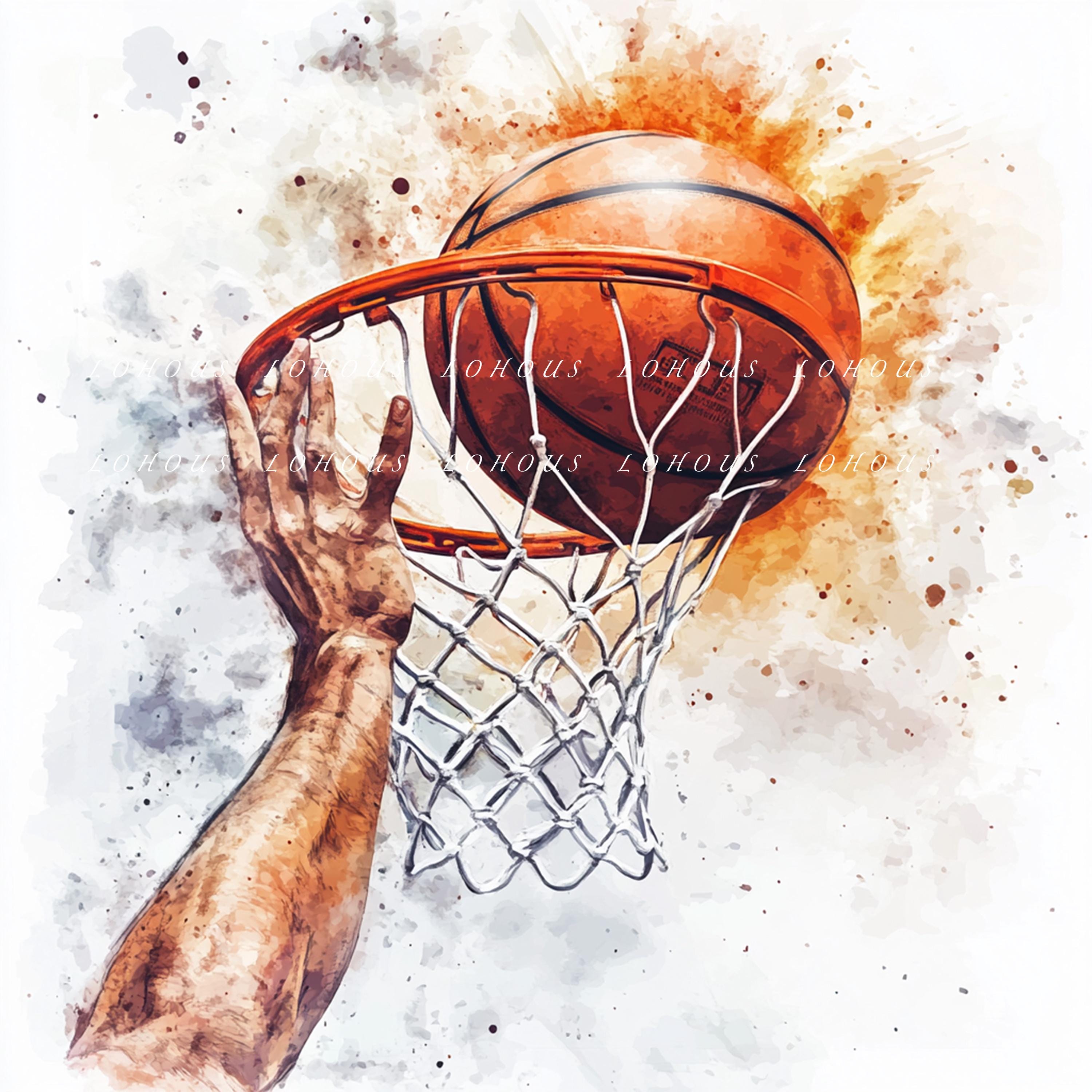 Watercolor Basketball 10 Pngs Clipart/digital Download, Basketball Hoop ...
