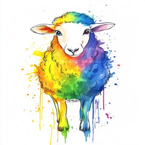13 Jpgs Watercolor Sheep Clipart, Digital Download Printable, Farm Lamb ...