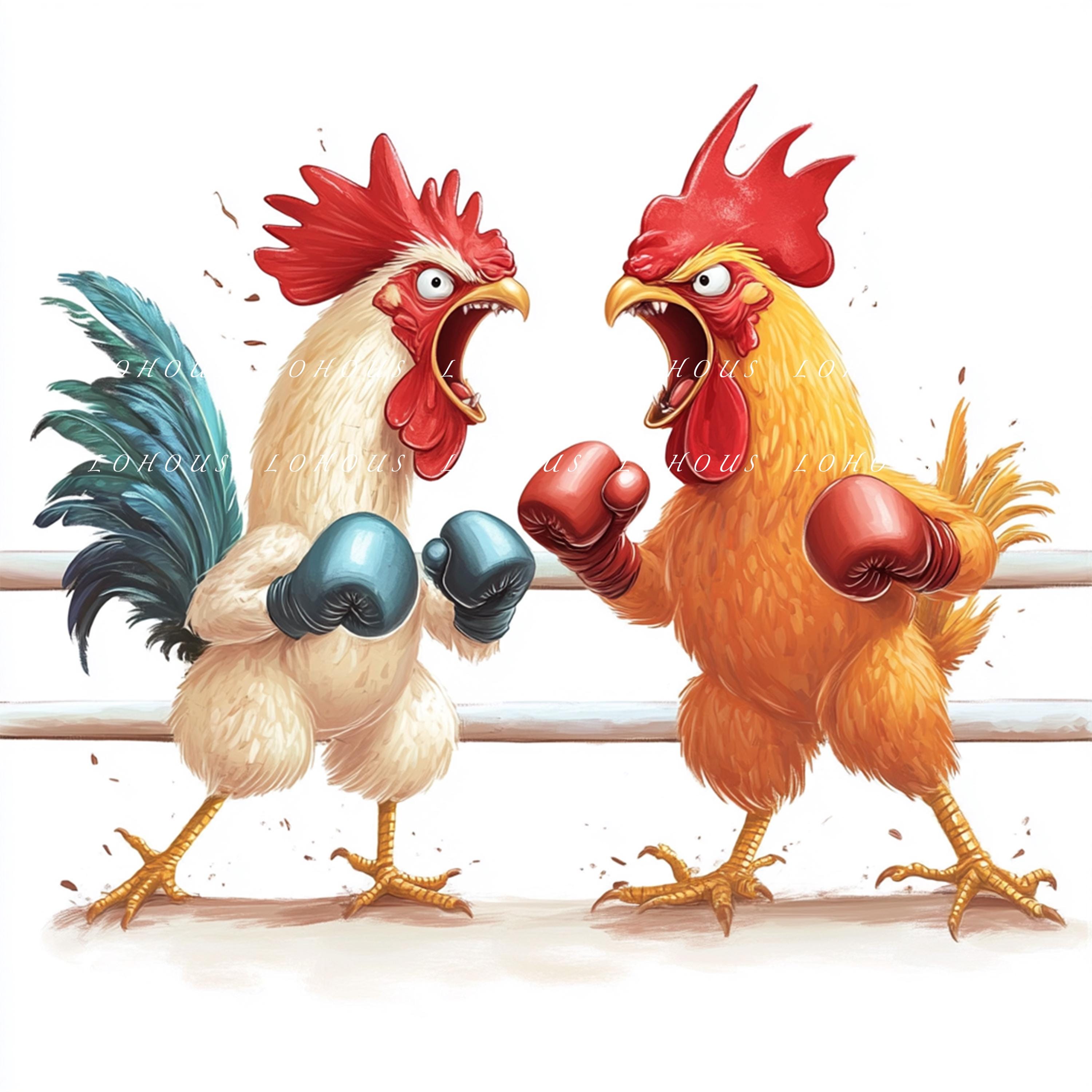 Rooster Boxing Clipart 12 Jpga Digital Instant Download, Cartoon Box ...