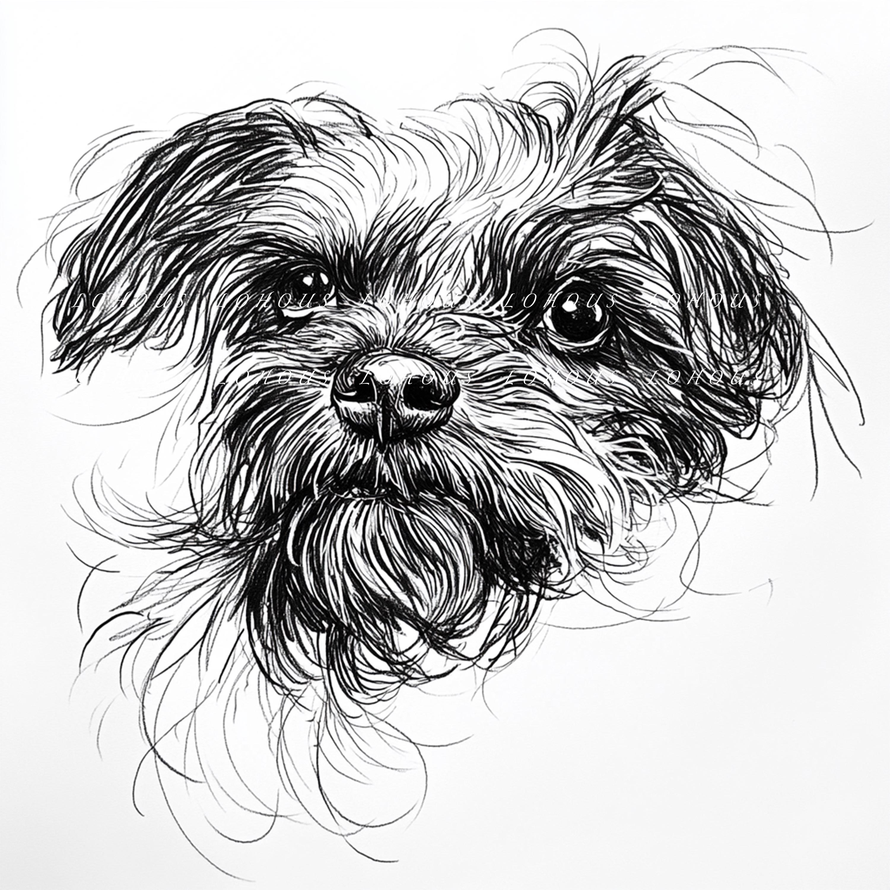 12 Jpgs Line Drawing Dogs Digital Printable Clipart, Dog Line Art, Pet ...