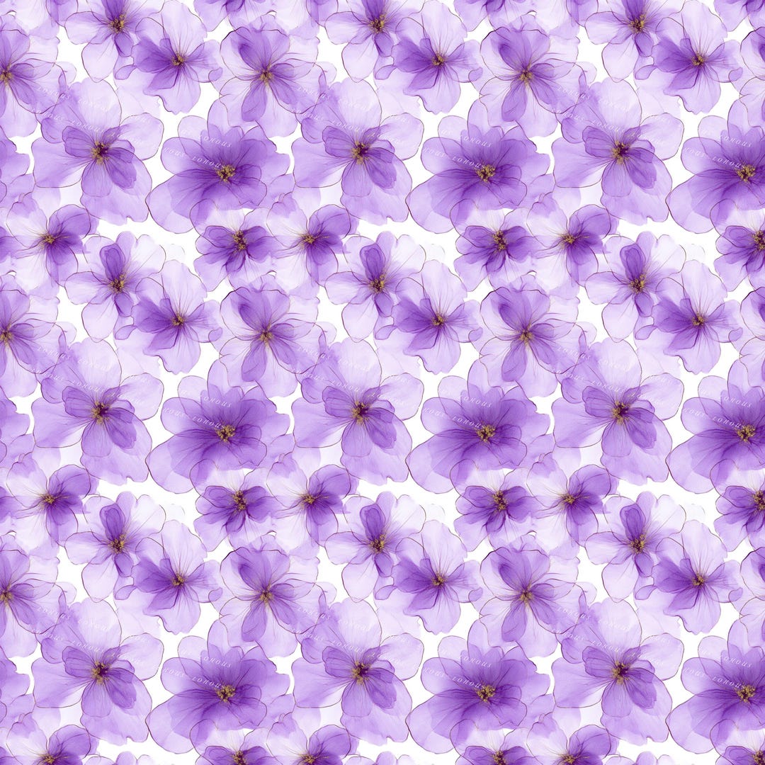 12 Jpgs Seamless Purple Flowers Pattern Digital Printable Clipart ...
