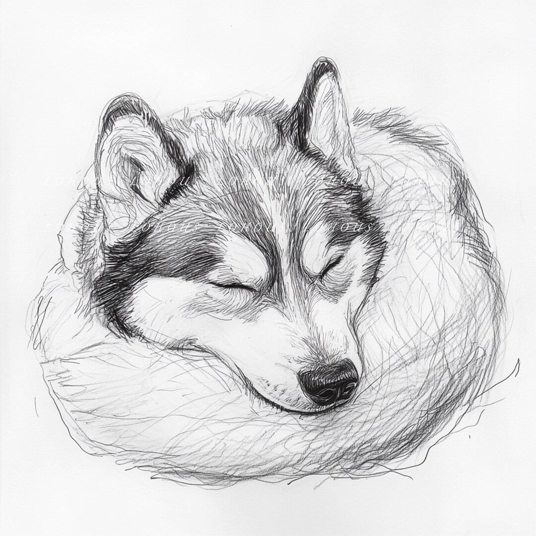 Line Drawing Siberian Husky Dog Portrait Digital Bundle Clipart 12 Jpg ...