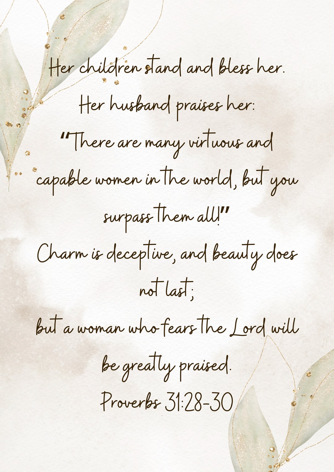 Printable Art, Proverbs 31, Bible Verse, Scripture, Christian Artwork ...