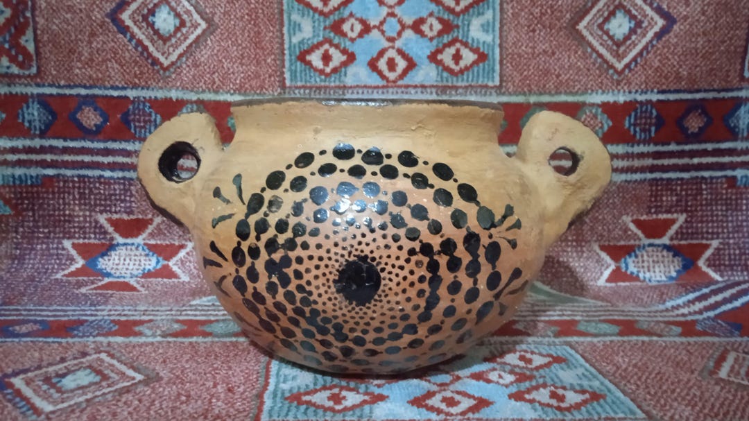 Handcrafted Moroccan Clay Pot A Fusion of Tradition and Dot Mandala Art ...
