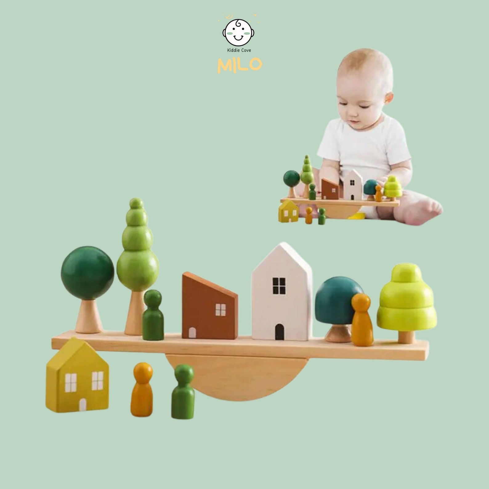 12 Wooden Forest Toy Set , Balancing Trees Set for Kids , Wild Forest ...