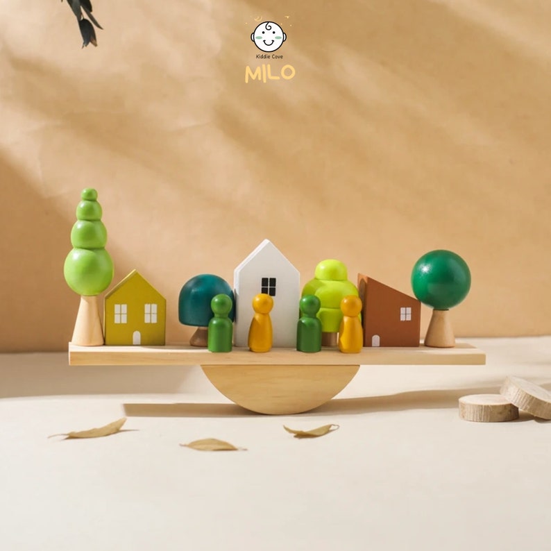 12 Wooden Forest Toy Set , Balancing Trees Set for Kids , Wild Forest ...