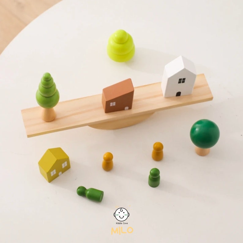 12 Wooden Forest Toy Set , Balancing Trees Set for Kids , Wild Forest ...