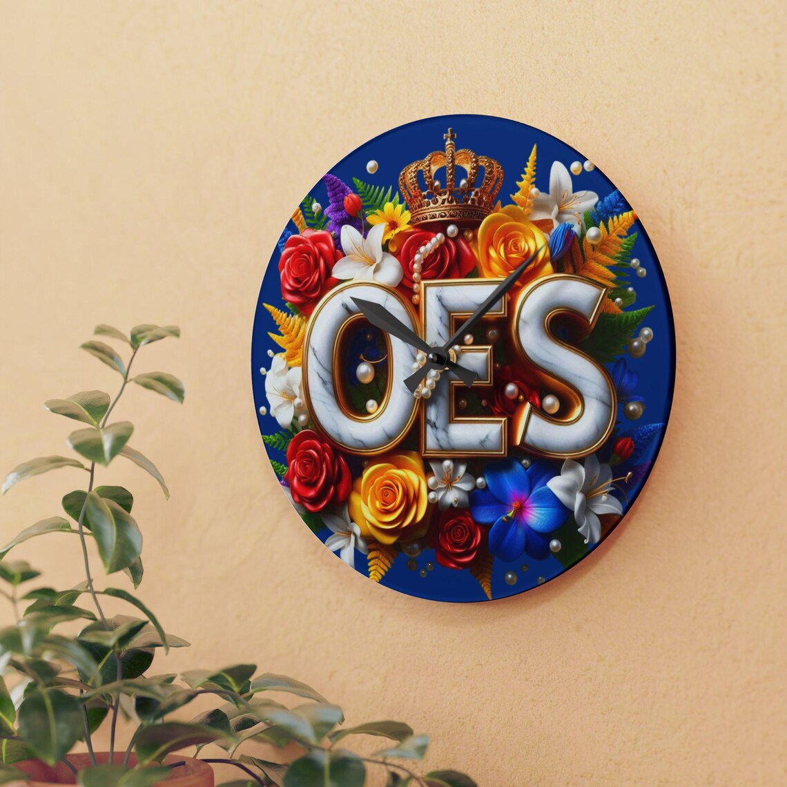 Order of Eastern Star Blue Acrylic Wall Clock - Masonic Organization ...