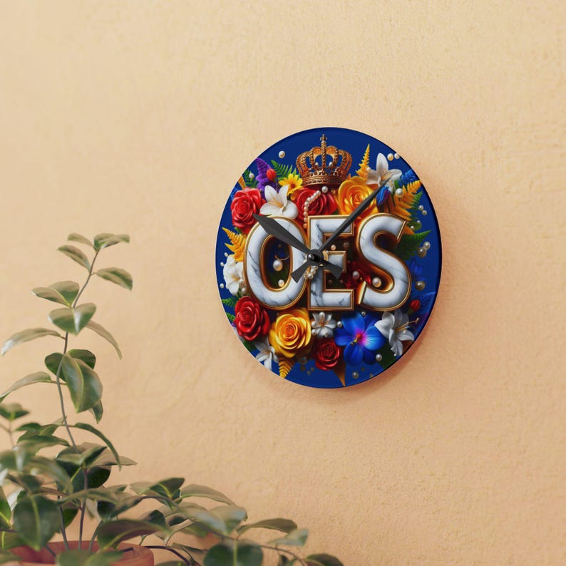 Order of Eastern Star Blue Acrylic Wall Clock - Masonic Organization ...