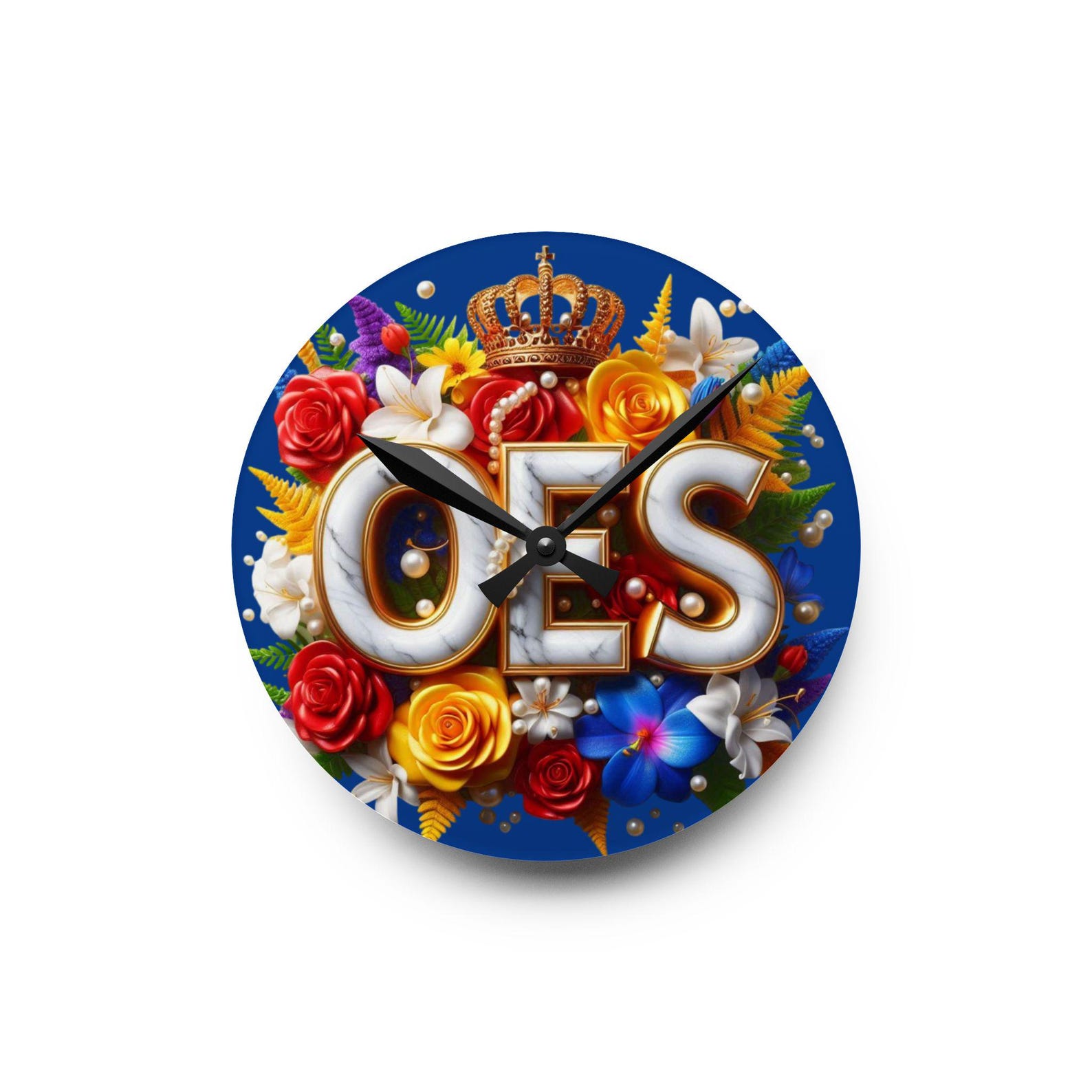 Order of Eastern Star Blue Acrylic Wall Clock - Masonic Organization ...