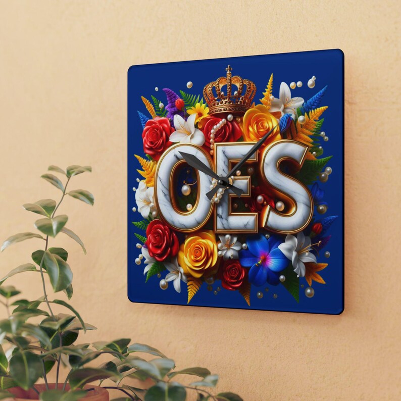 Order of Eastern Star Blue Acrylic Wall Clock - Masonic Organization ...