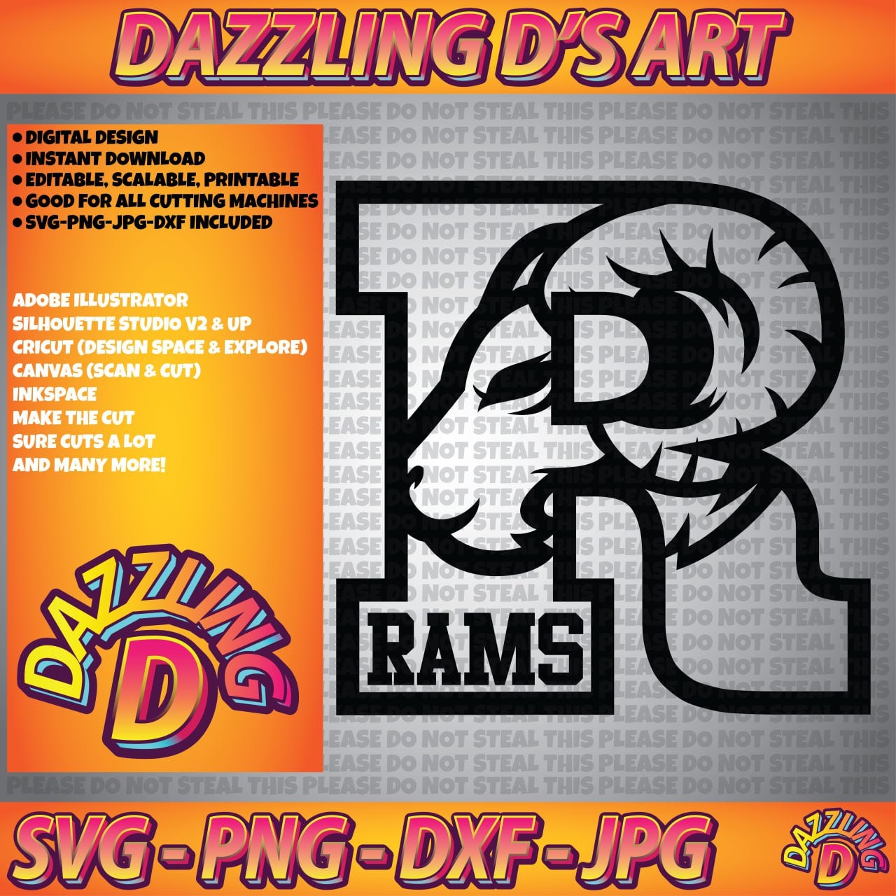 Rams Mascot & Letter Team Logo, Sublimation/cut File - Etsy
