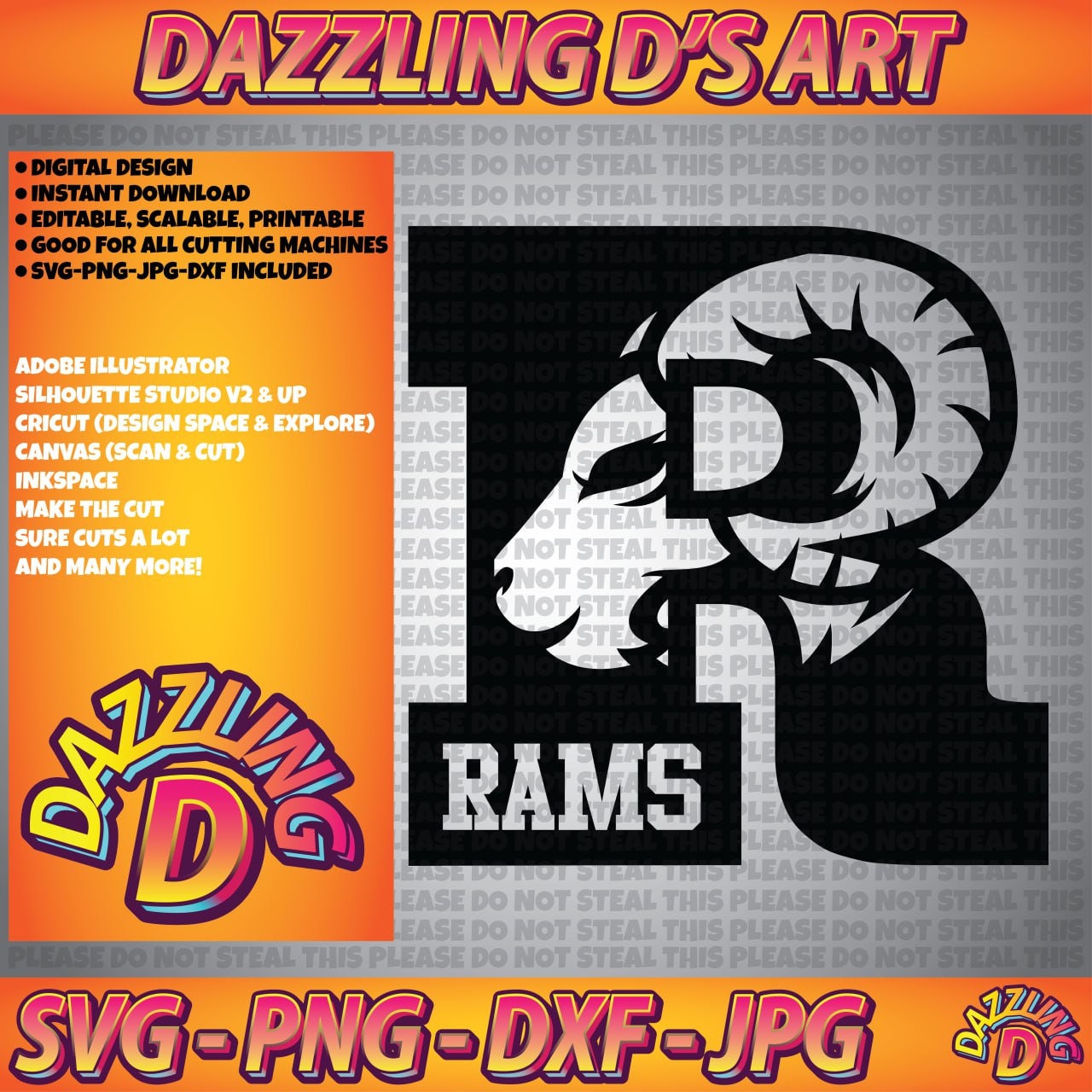 Rams Mascot & Letter Team Logo, Sublimation/cut File - Etsy